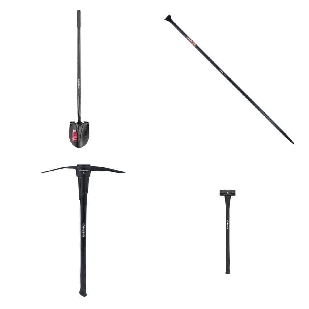 Husky 47 in. Digging Shovel, 69 in. San Angelo Bar, 5 lb. Pick Mattock ...