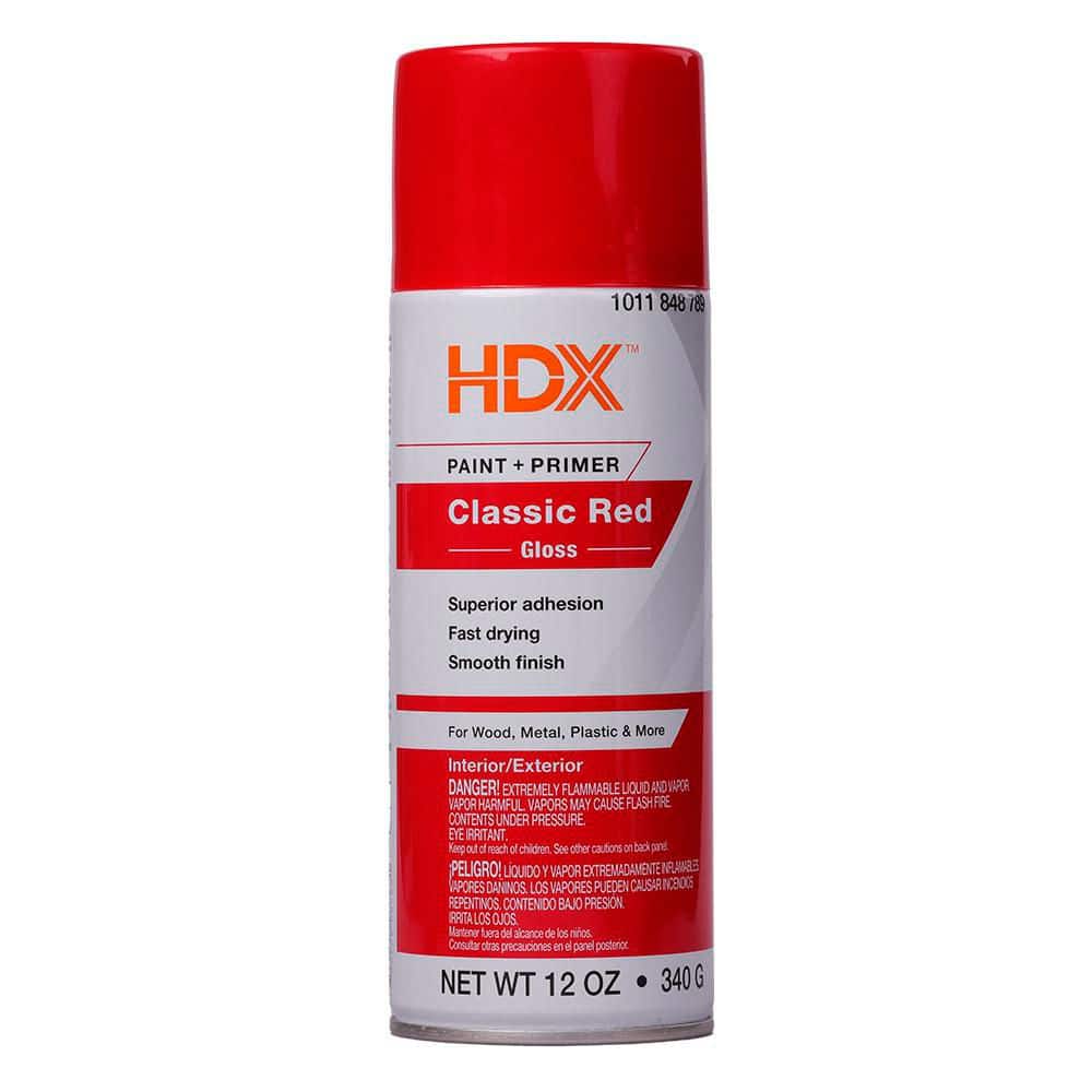 HDX 12 oz. Paint and Primer Gloss Red Spray Paint 680040-3 - The Home Depot