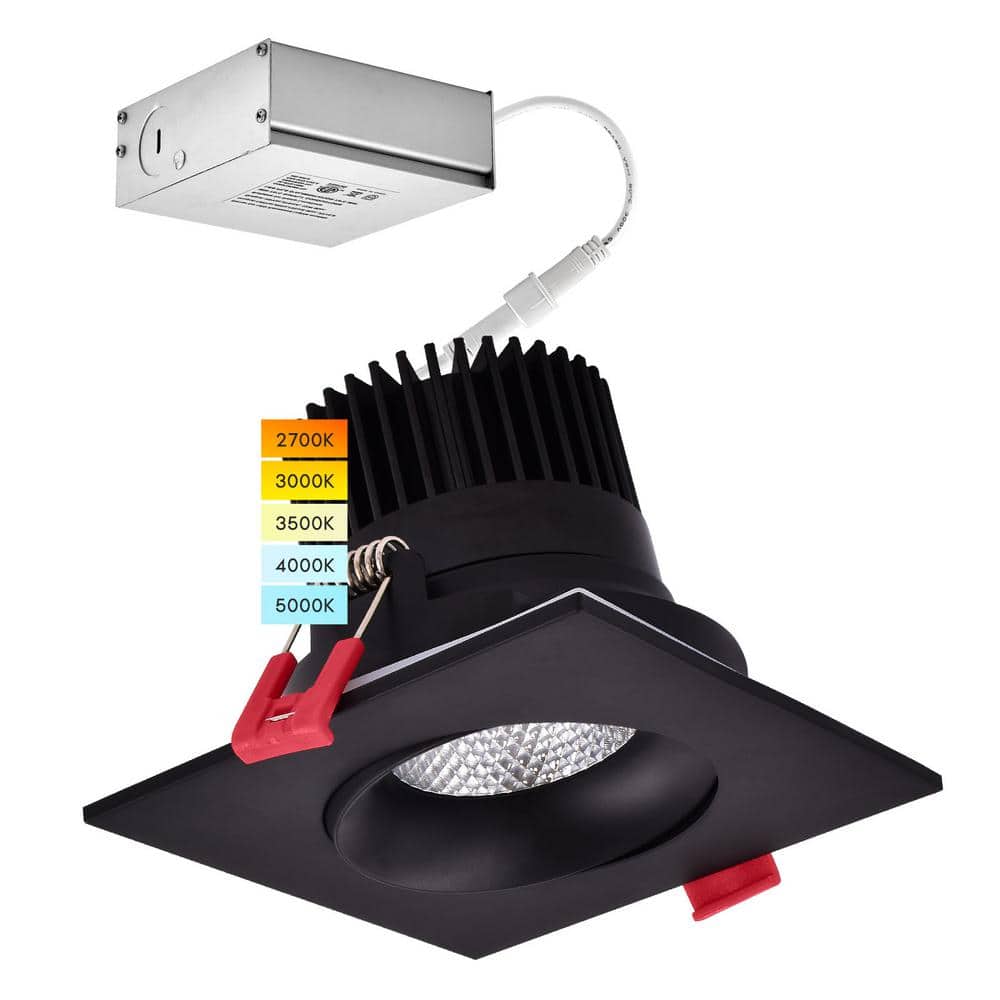 LUXRITE 4 in. Canless Light Adjustable Square 5-Color Selectable ...