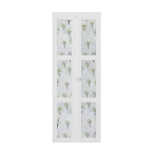ARK DESIGN 30 in. x 80 in. 3-Lite Tempered Frosted Glass Solid Core MDF ...