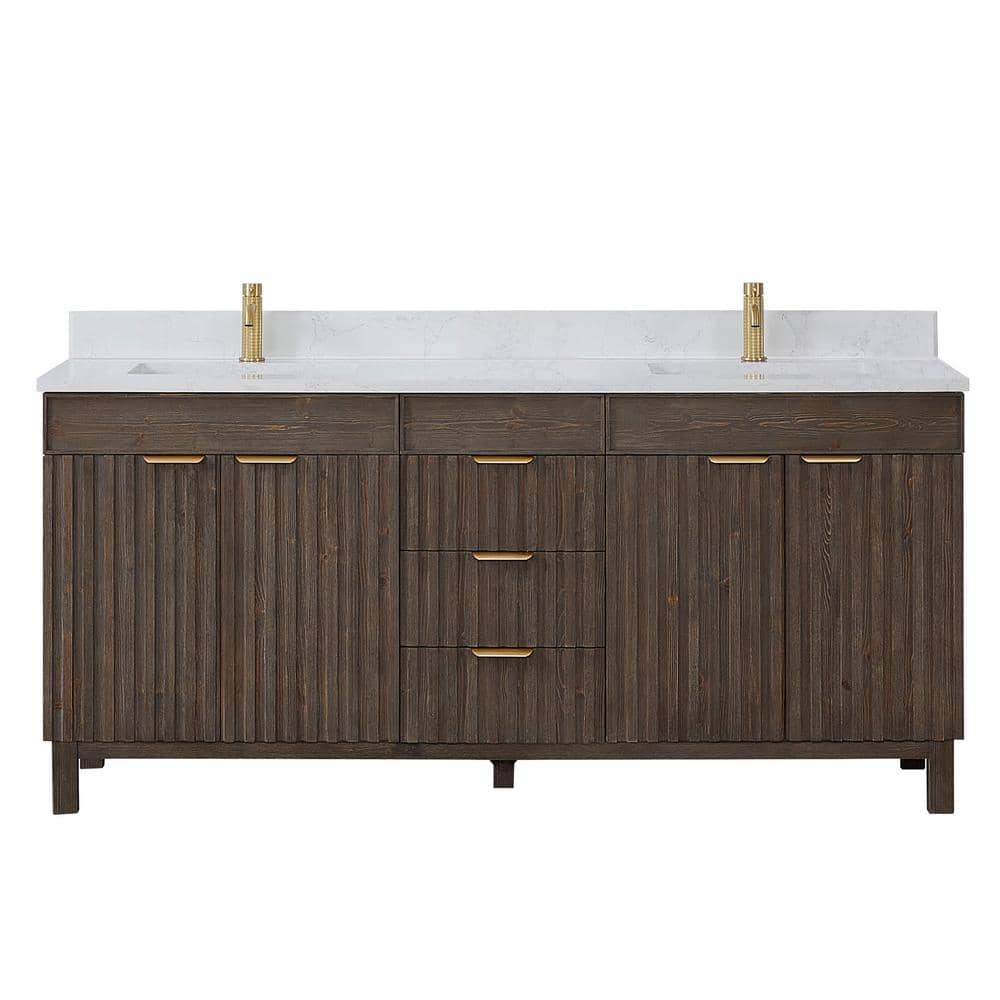 ROSWELL Palos 72 in. W x 22 in. D x 33.9 in. H Double Sink Bath Vanity ...