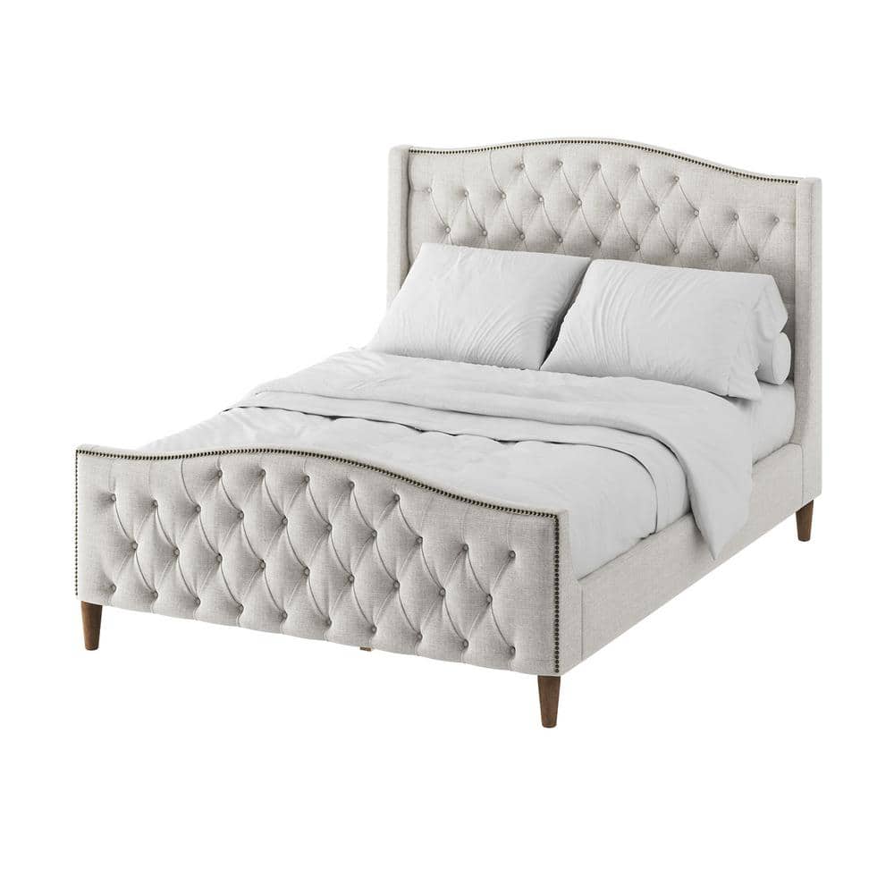JAYDEN CREATION Edmund White Wood 87 in. Wx64.6 in. Dx52.5 in. H Tufted ...