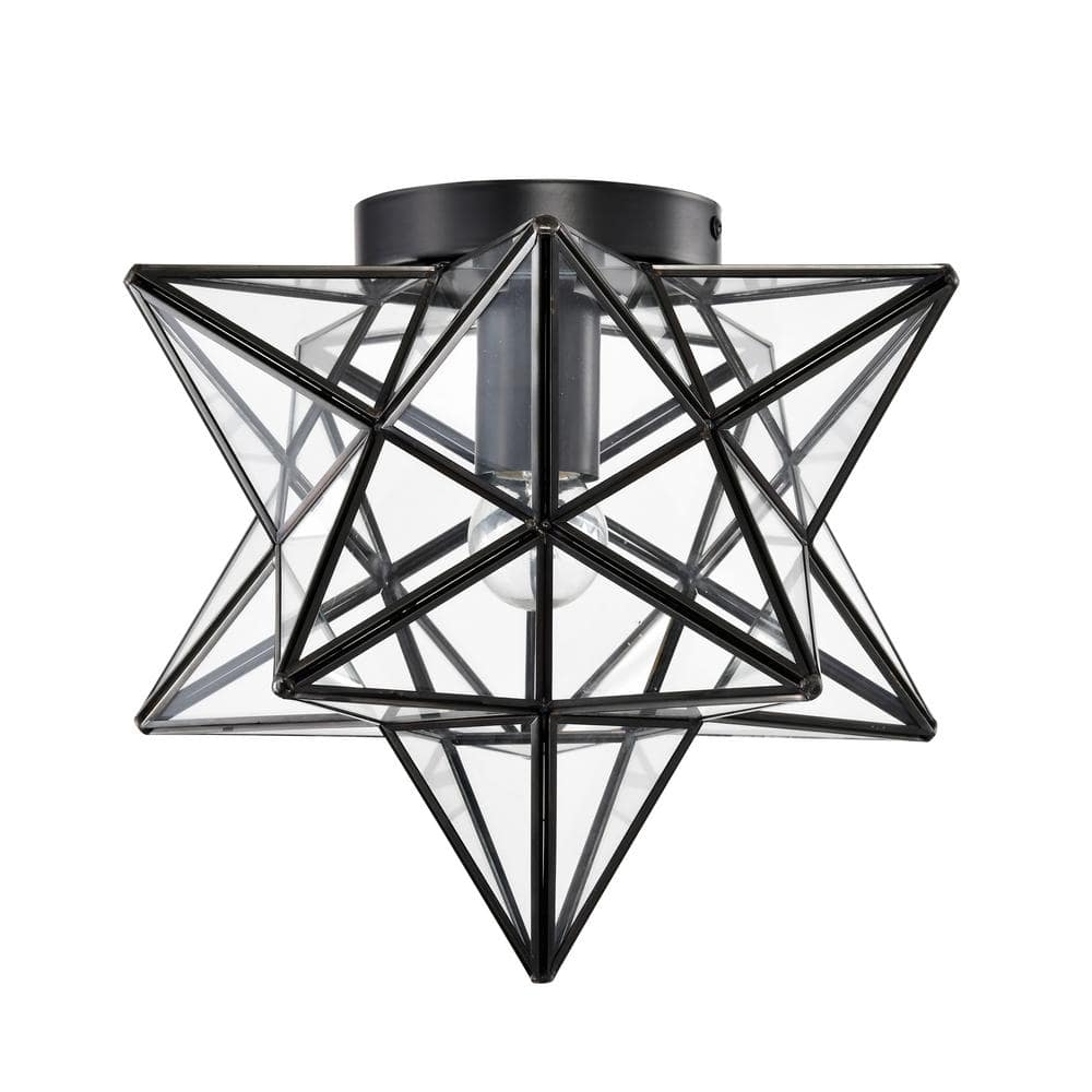 Warehouse of Tiffany Estrelya 12 in. 1-Light Indoor Matte Black Finish ...