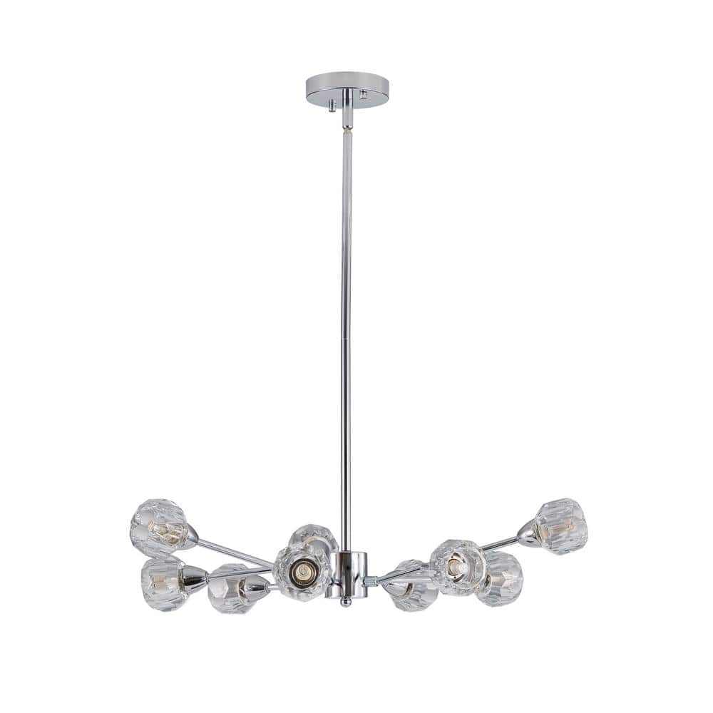 Sunpez 9 Lights Chrome Sputnik Pendant Light Crystal Chandelier with G9 Sockets(40W Max), Height ...