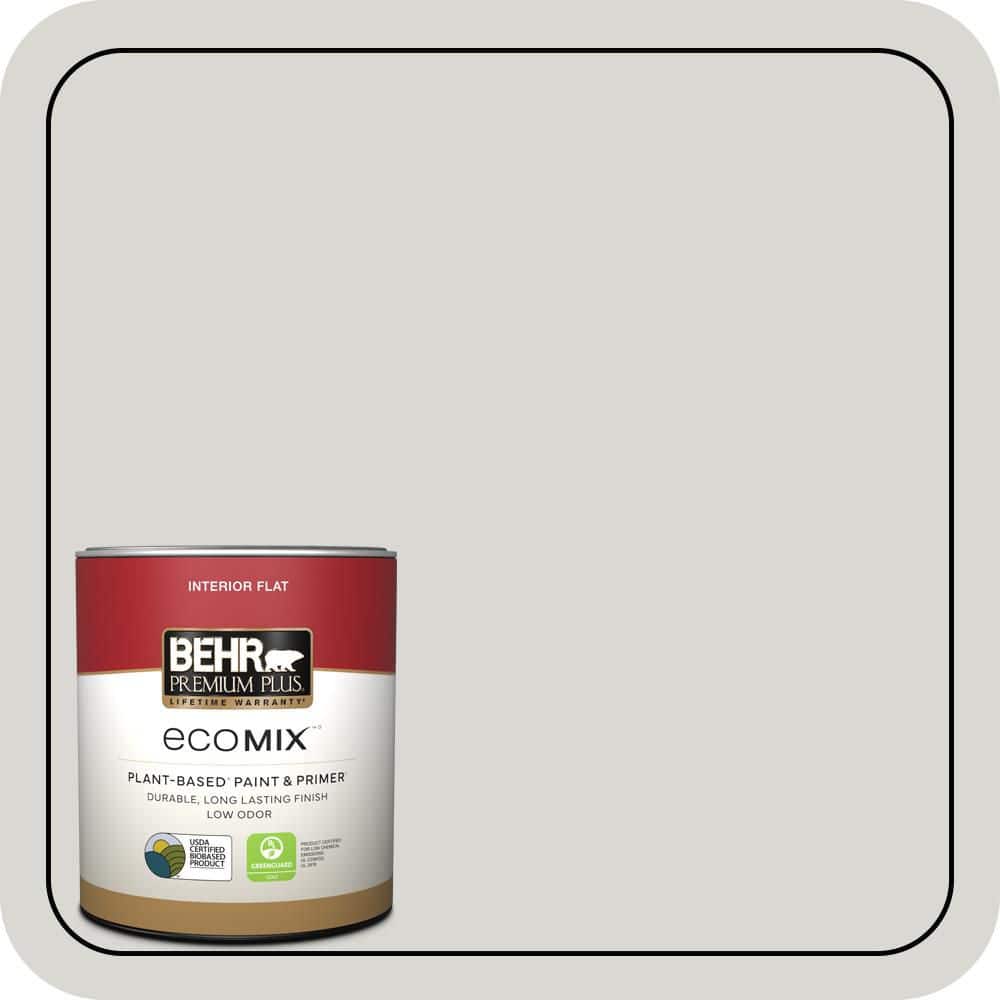 BEHR PREMIUM PLUS 1 qt. #N360-1 Seagull Gray Flat EcoMix Plant-Based ...