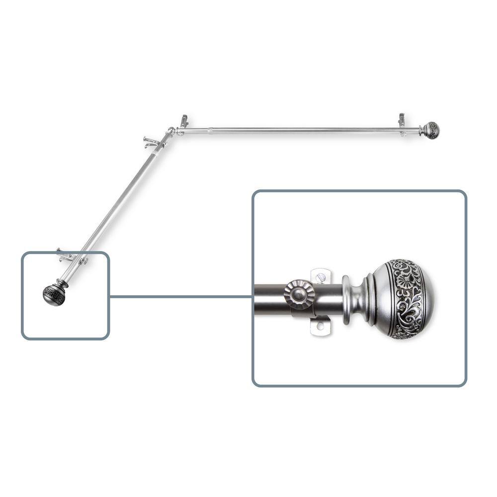 28 in. to 48 in. Adjustable 13/16 in. Corner Window Curtain Rod in ...