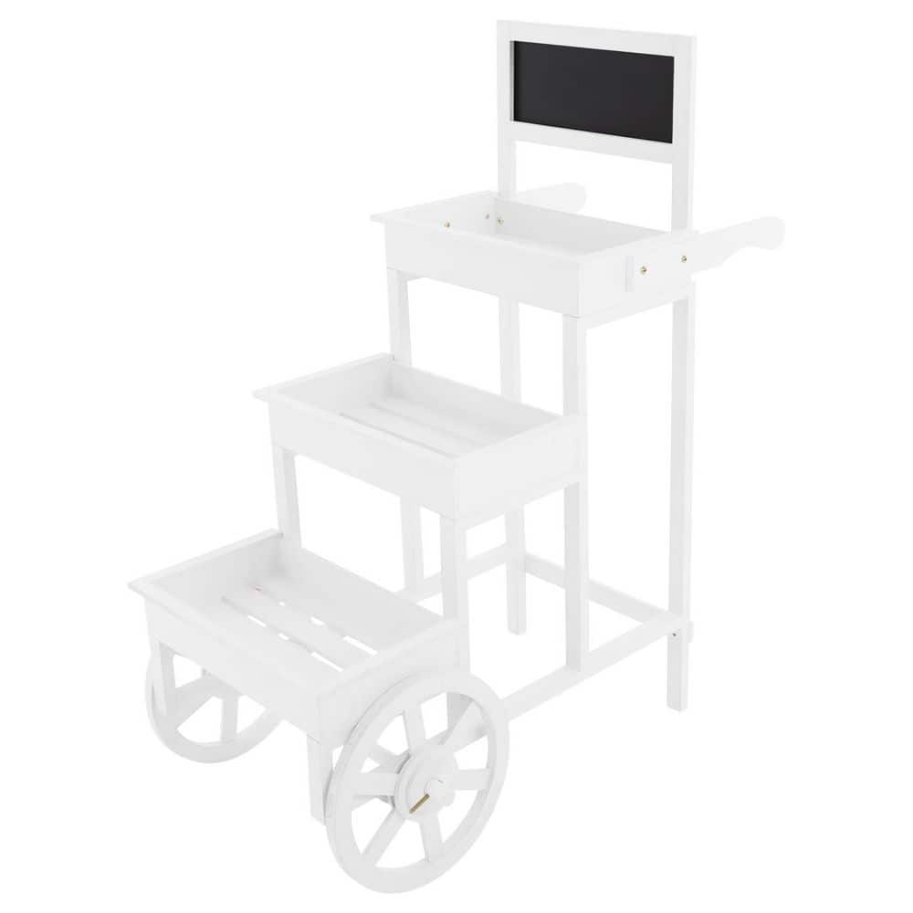 YIYIBYUS 40 in. x 39 in. White 3-tier Garden Balcony Decorative Stand ...