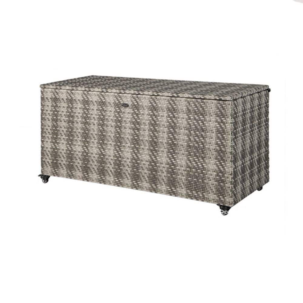 Clihome 96 Gal. PE Wicker Storage Box Outdoor Deck Box in Gray with 4 ...