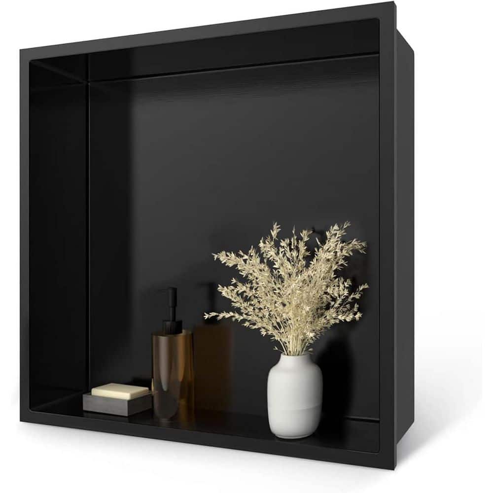 HOMEMYSTIQUE 12 in. W x 12 in. H x 4 in. D Stainless Steel Shower Niche ...