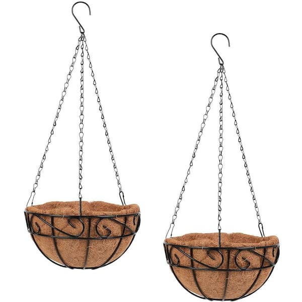 OGETFUUR 2-Piece Gothic Hanging Skull Planter Pot with Ropes for Indoor Halloween Decor OO1L-2F5 ...