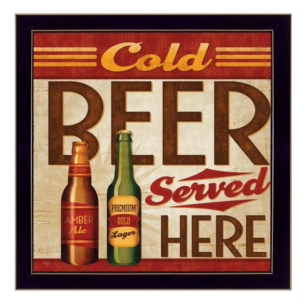 HomeRoots Charlie Cold Beer Served Here 1-Piece Framed Wall Art 14 in ...