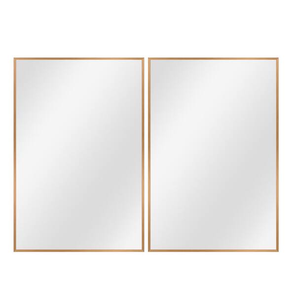 Dovelina Wall Set of 2 Aluminum Slim Frame Bathroom Mirrors Gold 24 in ...