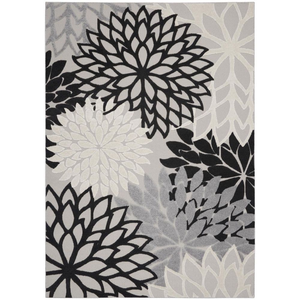 HomeRoots Black, White 9 ft. x 12 ft. Woven Polypropylene Indoor ...