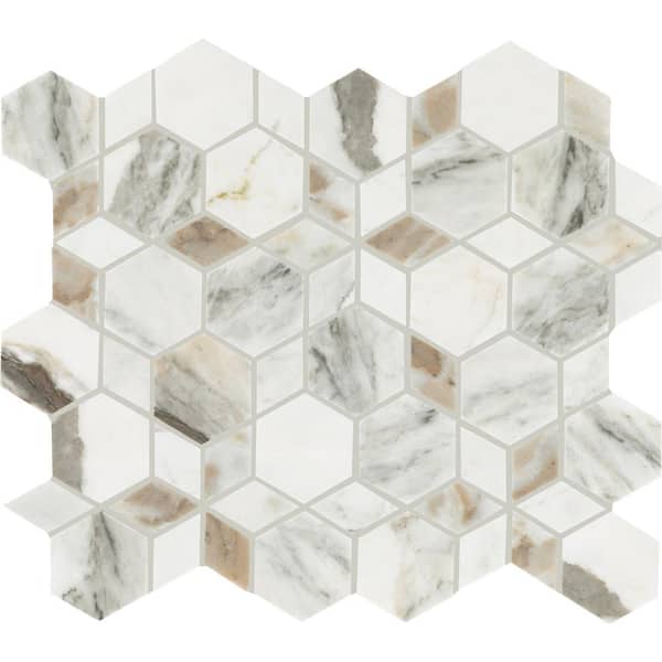 Daltile Stone Decor Luna 3 in. x 3 in. Marble Starpoint Mosaic Tile ...