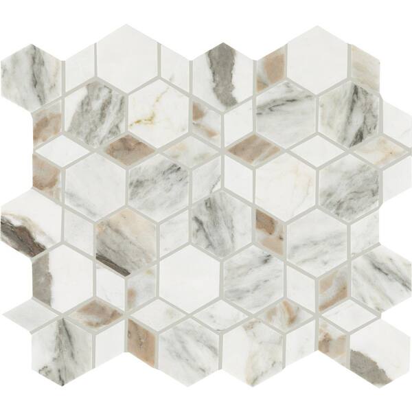 Daltile Stone Decor Luna 11 in. x 13 in. Marble Starpoint Mosaic Tile ...