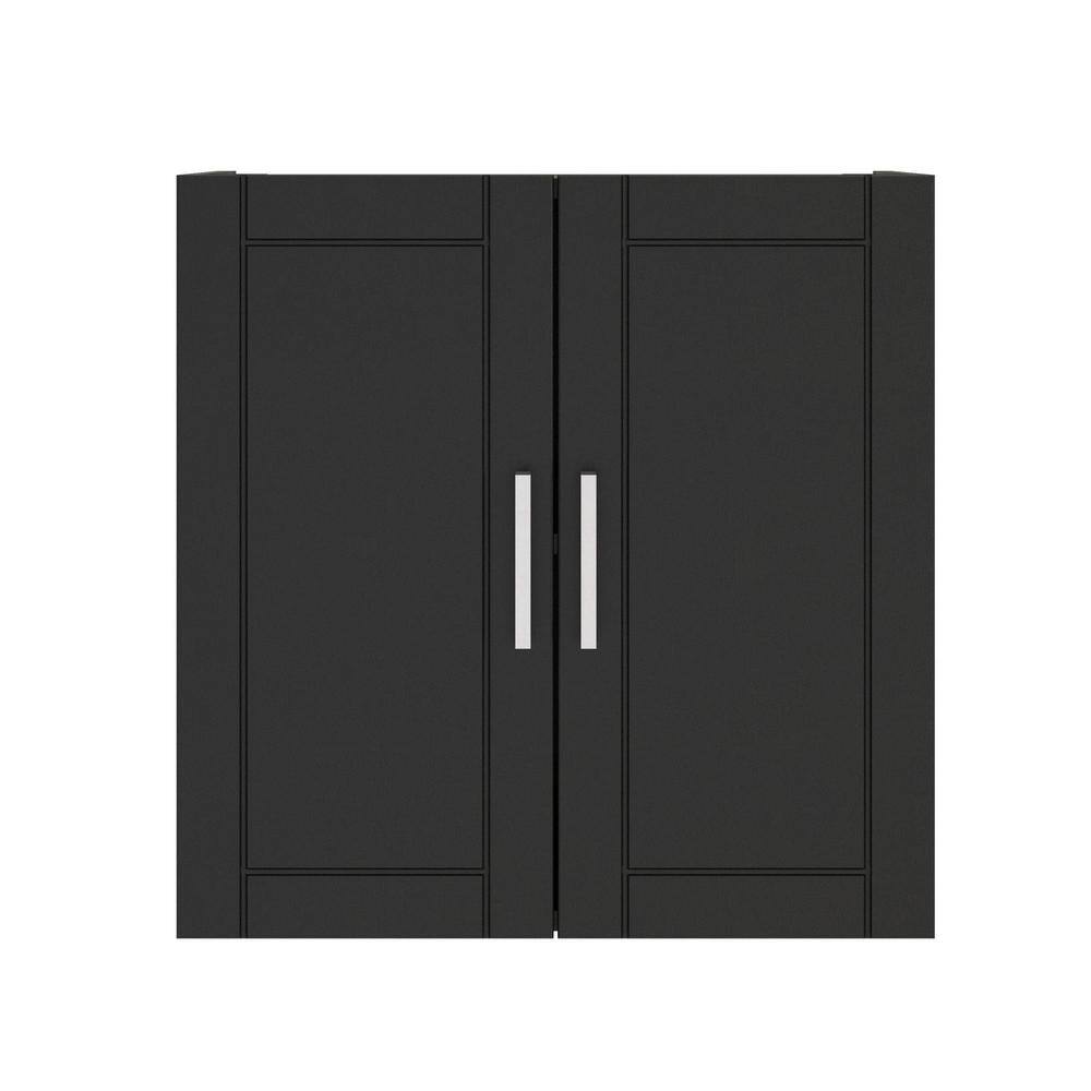 SystemBuild Evolution Wood 2-Shelf Wall Mounted Garage Cabinet in Black ...