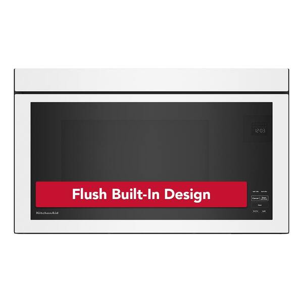 KitchenAid 30 in. W 1.1 cu. ft. White Flush Built-In 1000-Watt Over-the ...