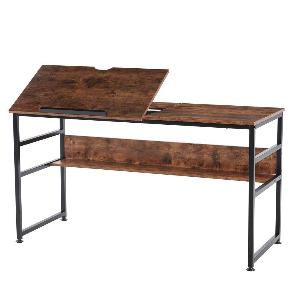 maocao hoom 23.6 in. W x 55.1 in. L Brown Computer Desk Writing Table ...