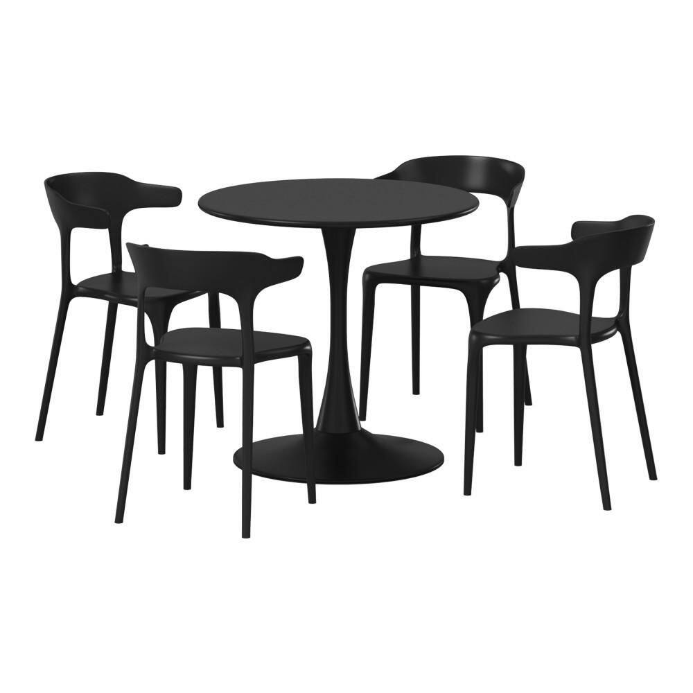 WESTIN OUTDOOR Frond and Form Outdoor Patio Modern 5-Piece Round HDPE ...