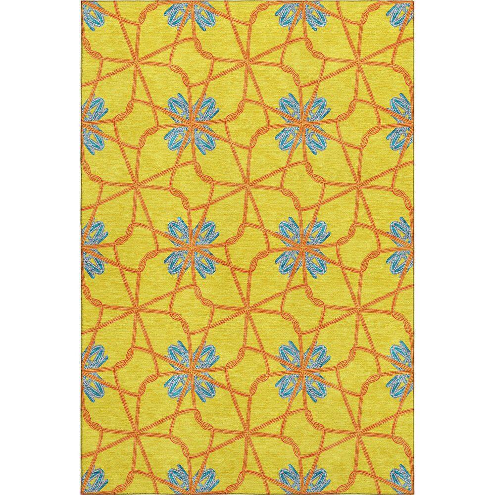 Addison Rugs Mayfield Premium Machine Washable Abstract AMF958 Yellow 8 ...