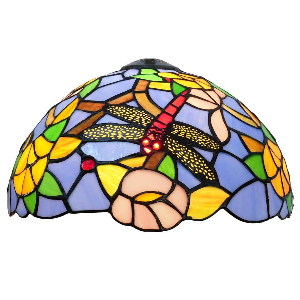 Lasaideal 12 in. Dia x 7 in. H Tiffany Style Stained Glass Dome Table ...