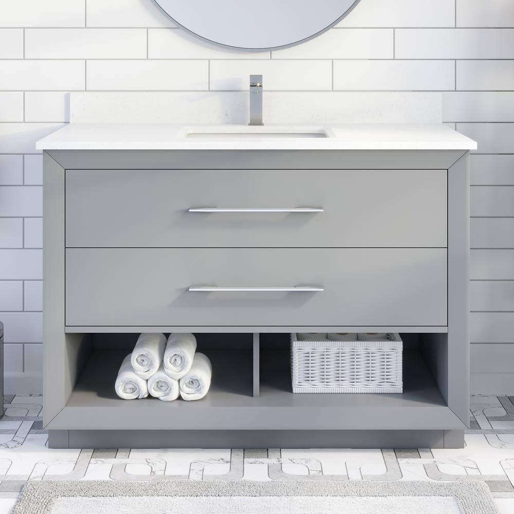 ART BATHE Rio II 48 in. W x 22 in. D Bath Vanity in Gray NERD Stone ...