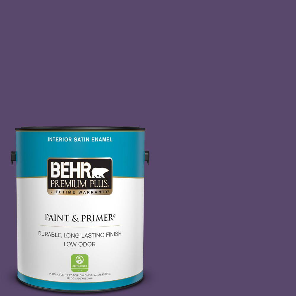 BEHR PREMIUM PLUS 1 gal. #P570-7 Proper Purple Satin Enamel Low Odor ...