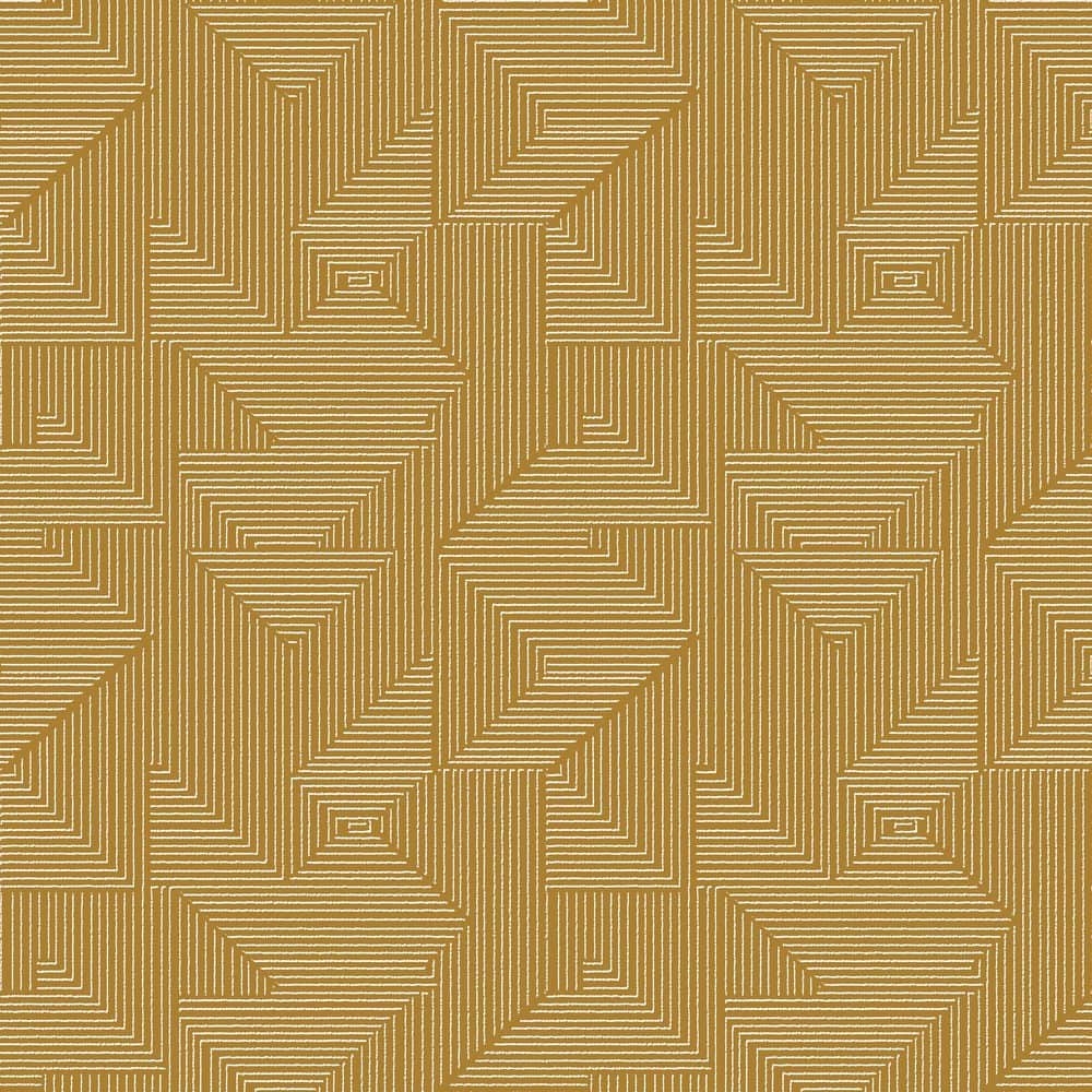 Zen Collection Yellow Cleopatra Geometric Textured Satin Finish Non ...