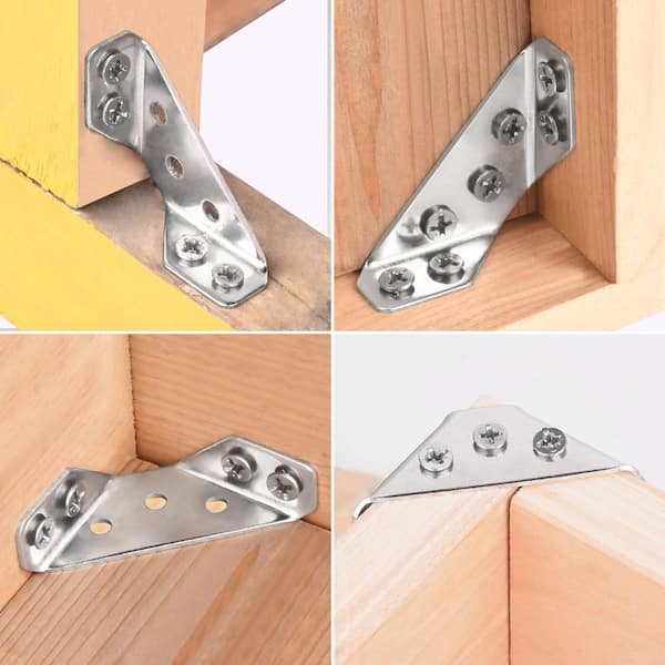 Angel Sar 24-Pack Universal Stainless Steel Furniture Corner Connectors ...