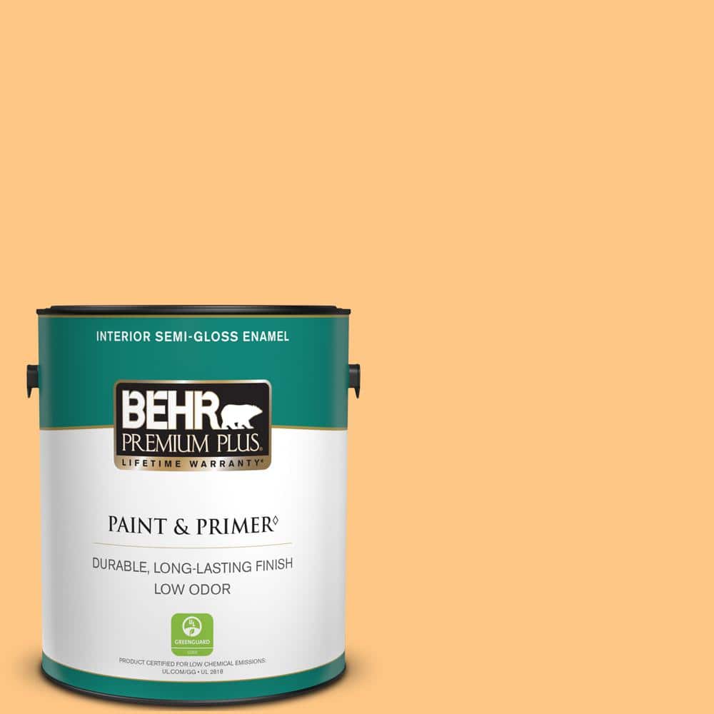BEHR PREMIUM PLUS 1 gal. #P240-4 Mango Tango Semi-Gloss Enamel Low Odor ...