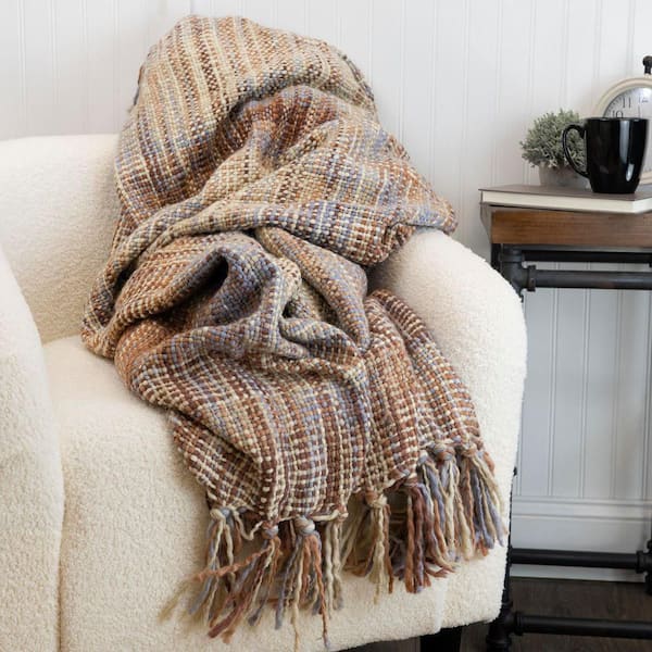 DONNA SHARP Heritage Woven Terra Cotta Burnt Orange Acrylic Throw ...