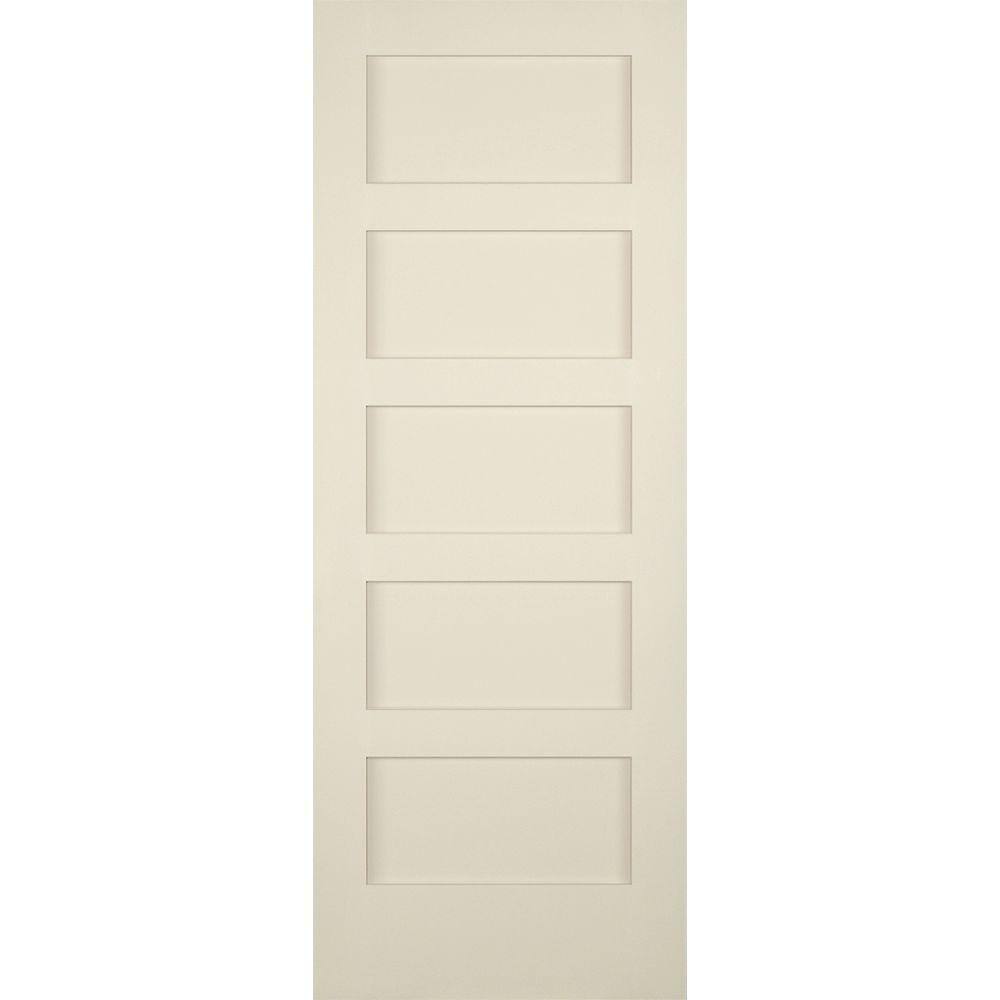 Builders Choice 30 in. x 80 in. 5-Panel Shaker Smooth Right-Hand Hollow ...