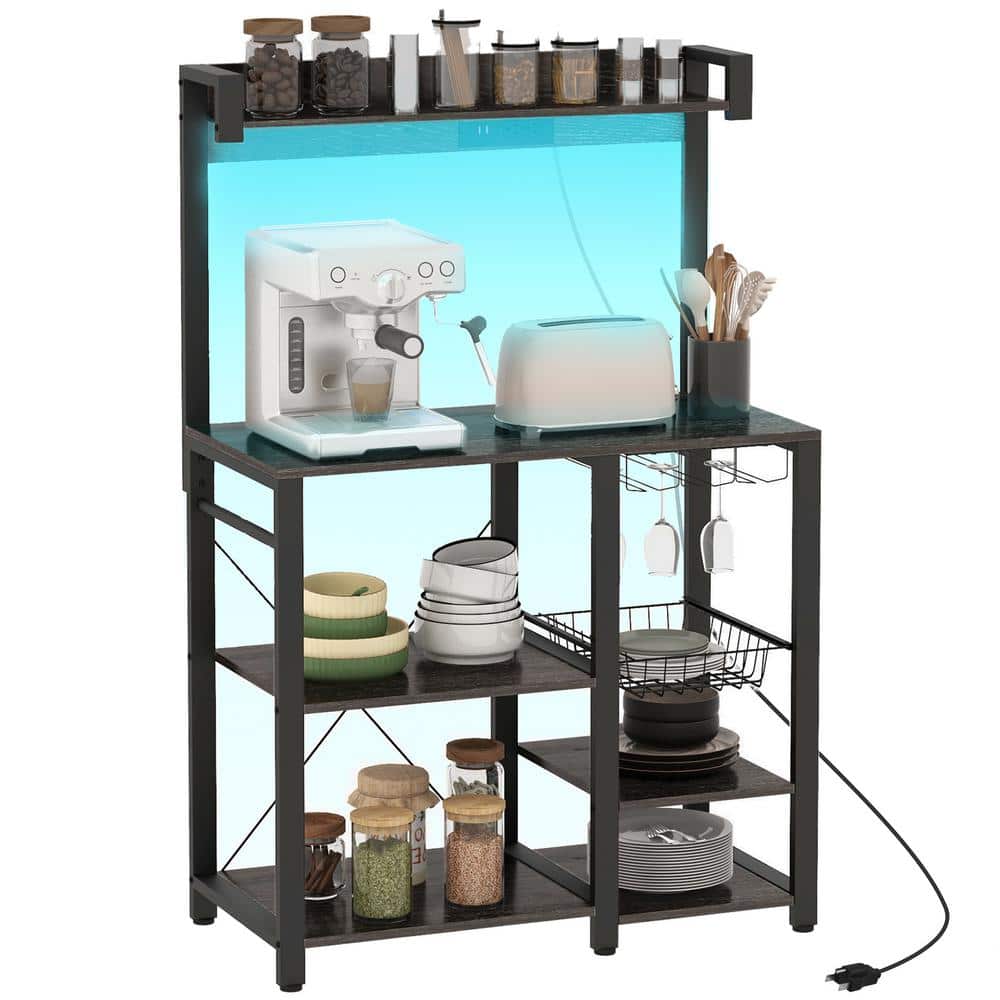HOMCOM Bakers Racks for Kitchens with Storage Gray 5+ -Shelf Metal 35.4 ...