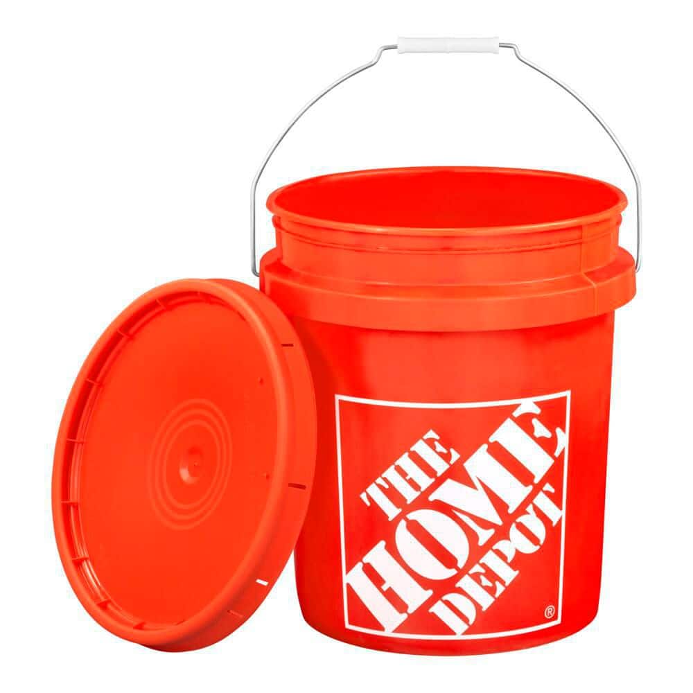 The Home Depot 5 gal. Orange Paint Bucket Lid and 5 Gallon Orange Homer Bucket Combo - The Home ...