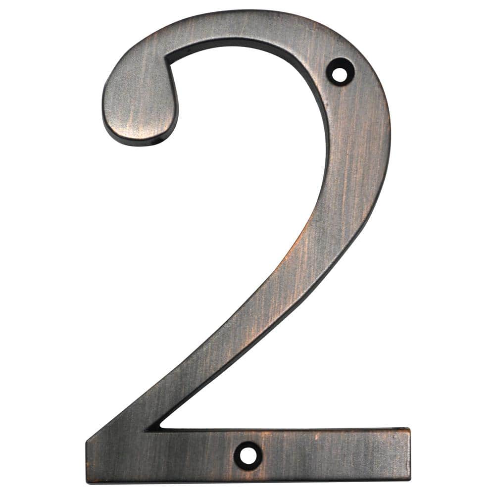 Everbilt 4 in. Aged Bronze Flush Mount House Number 2 30226 - The Home ...