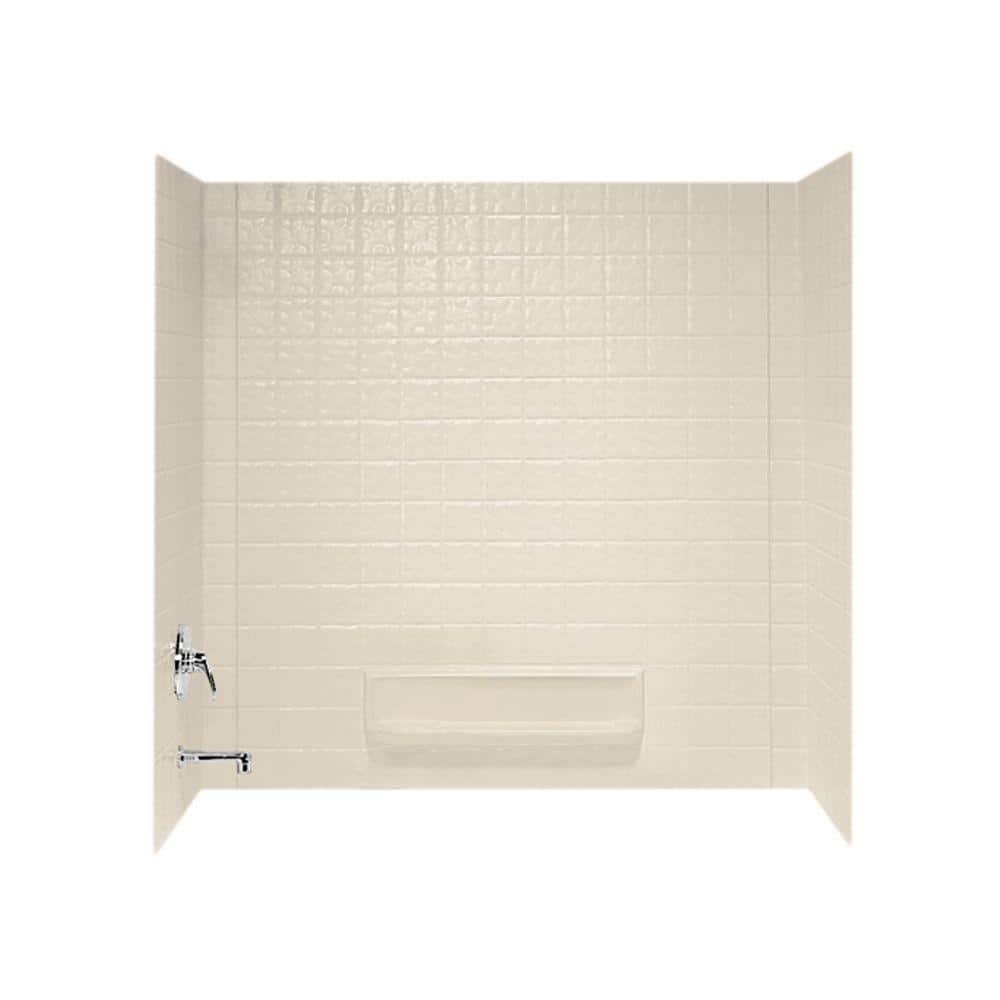 Swan 30 in. x 60 in. x 59.6 in. 3-Piece Square Tile Easy Up Adhesive ...