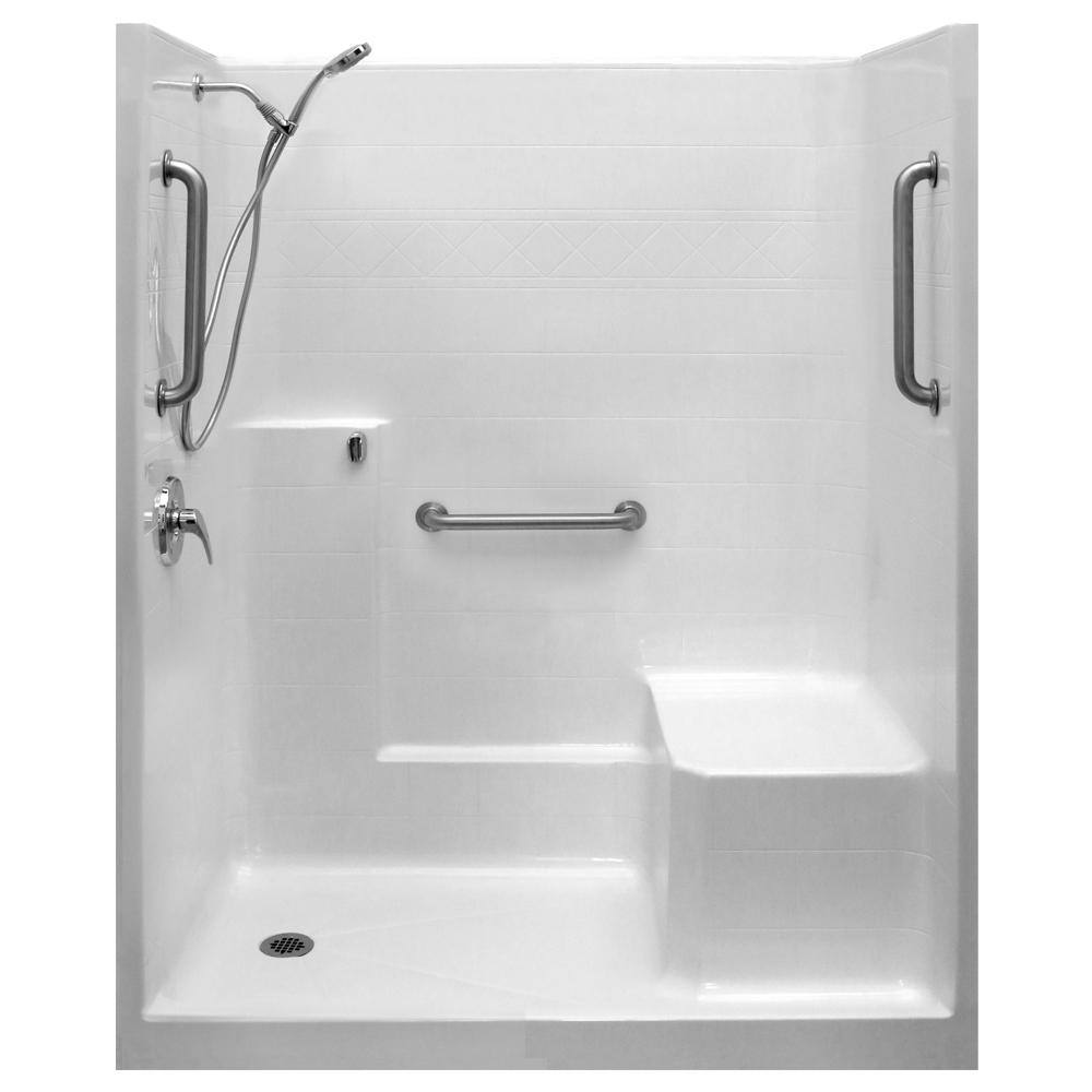 Ella Classic-SA 60 in. x 33 in. x 77 in. 1-Piece Low Threshold Shower ...