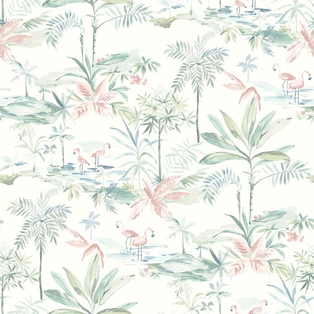 Chesapeake Lagoon Teal Scenic Island Paper Strippable Roll (Covers 56.4 ...