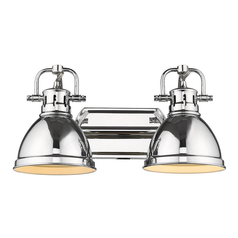 Golden Lighting Duncan 8.5 in. 2-Light Chrome Vanity Light with Chrome ...