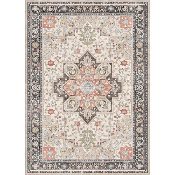 Limlok Medallion Pink 8 ft. x 10 ft. Persian Area Rug AR1005-PINK-8X10 ...