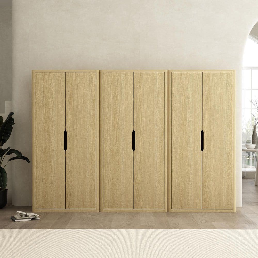 Manhattan Comfort Rivington 79 in. Tall Modern Natural Oak Composite ...