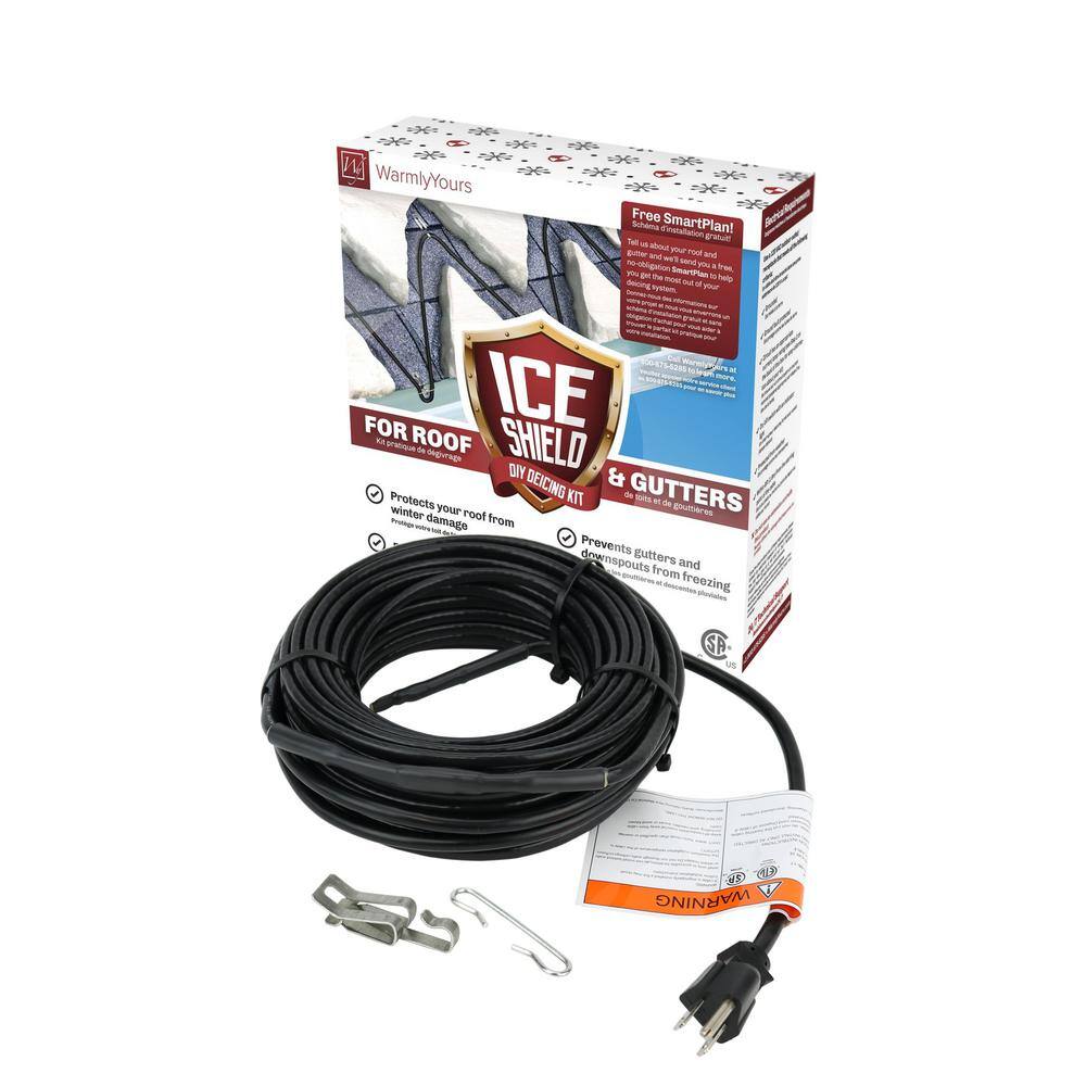 WarmlyYours Ice Shield Roof and Gutter Deicing Cable Kit, Plug-in, 120V ...