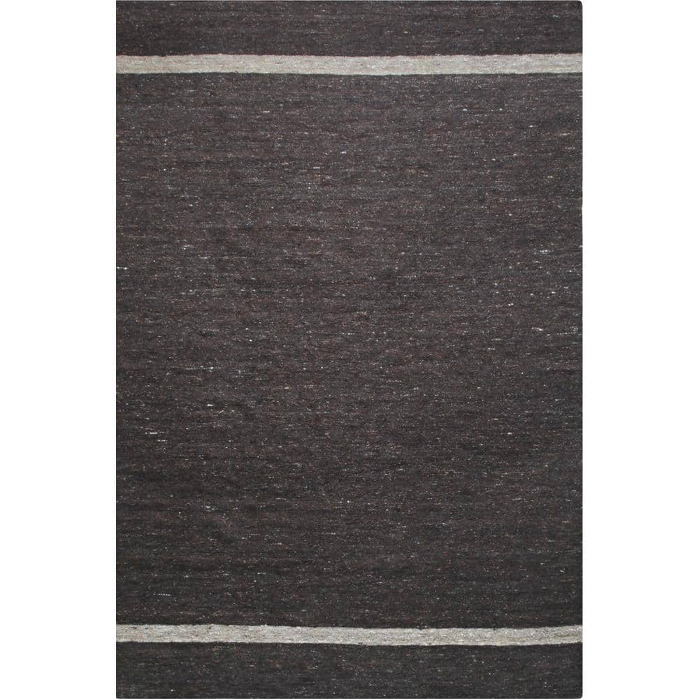 EORC Brown 10 ft. x 14 ft. Hand-Woven Wool Contemporary Natural Wool ...