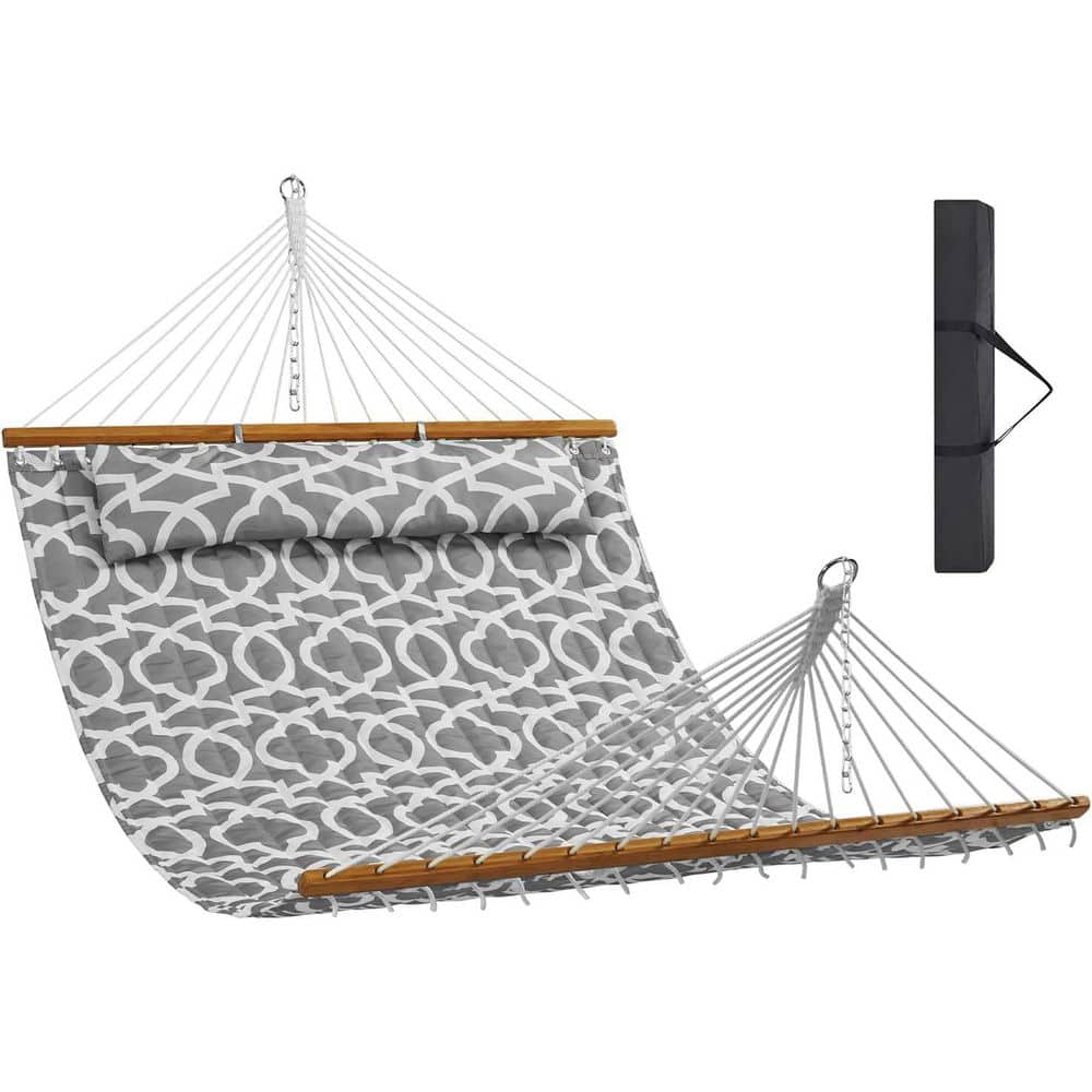 spca Double Quilted Fabric Hammock, 12 ft. Double Hammock with Hardwood ...