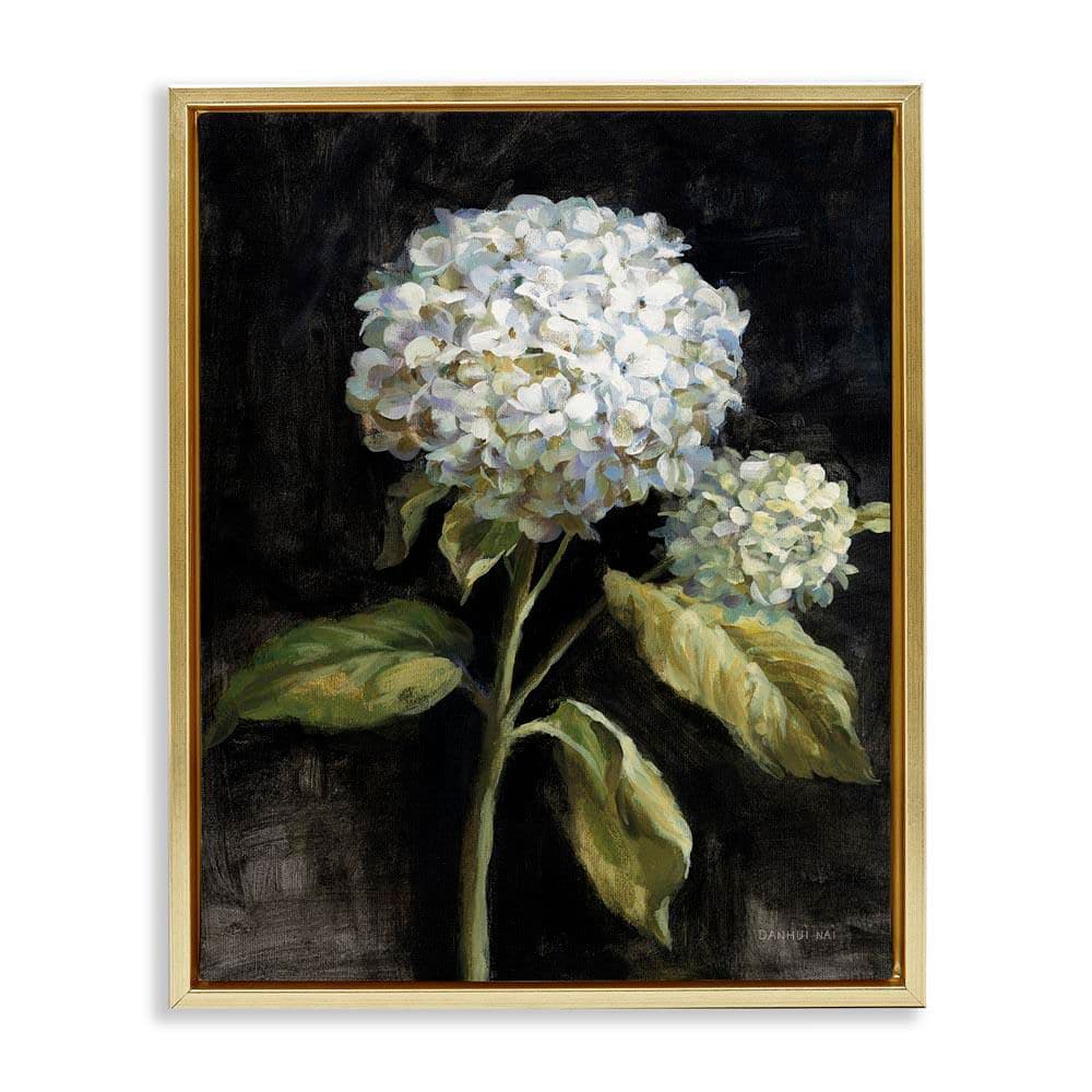 Stupell Industries Hydrangea on Black by Danhui Nai Gold Floater Frame ...