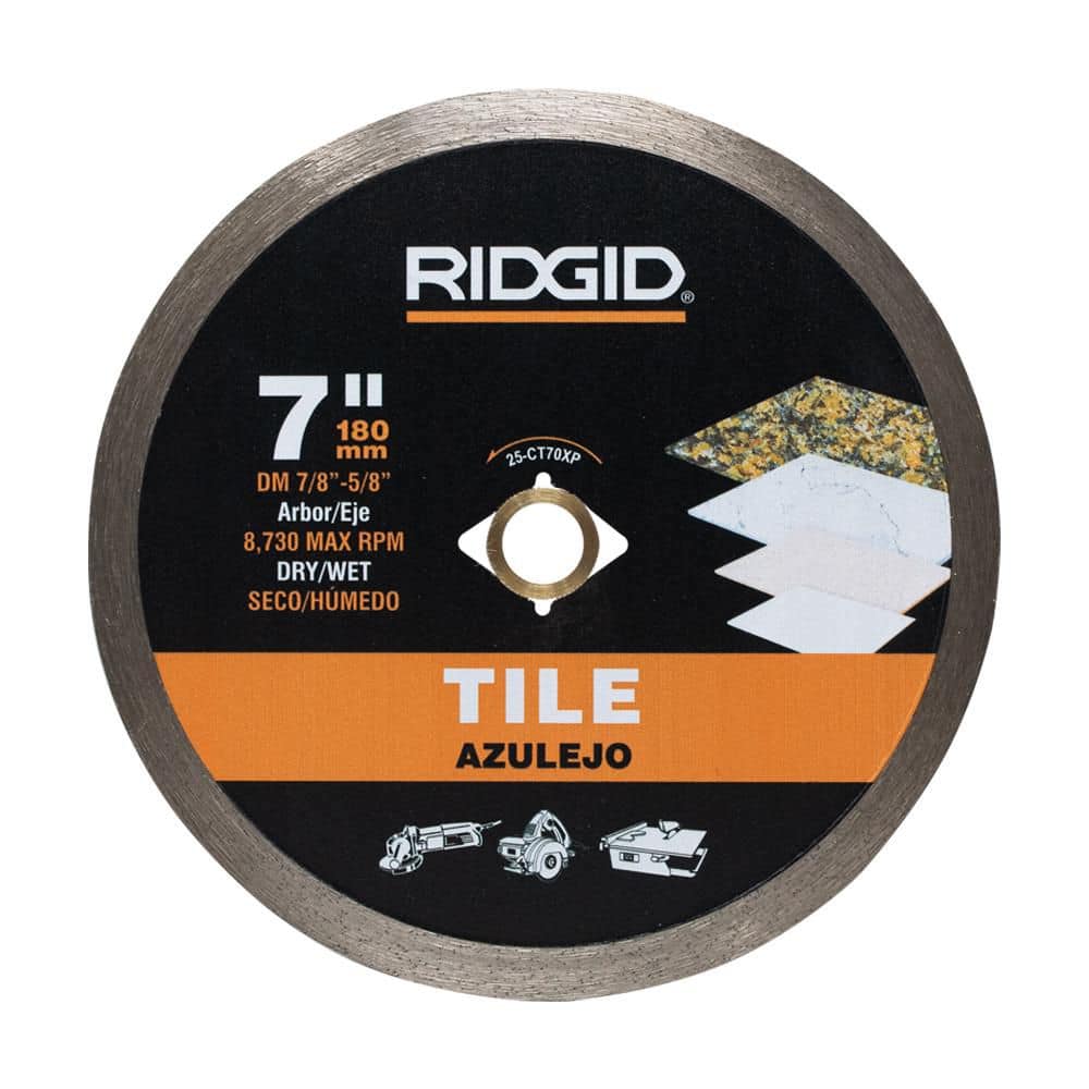 RIDGID 7 in. Tile Continuous Rim Diamond Saw Blade 25-CT70XP - The Home ...