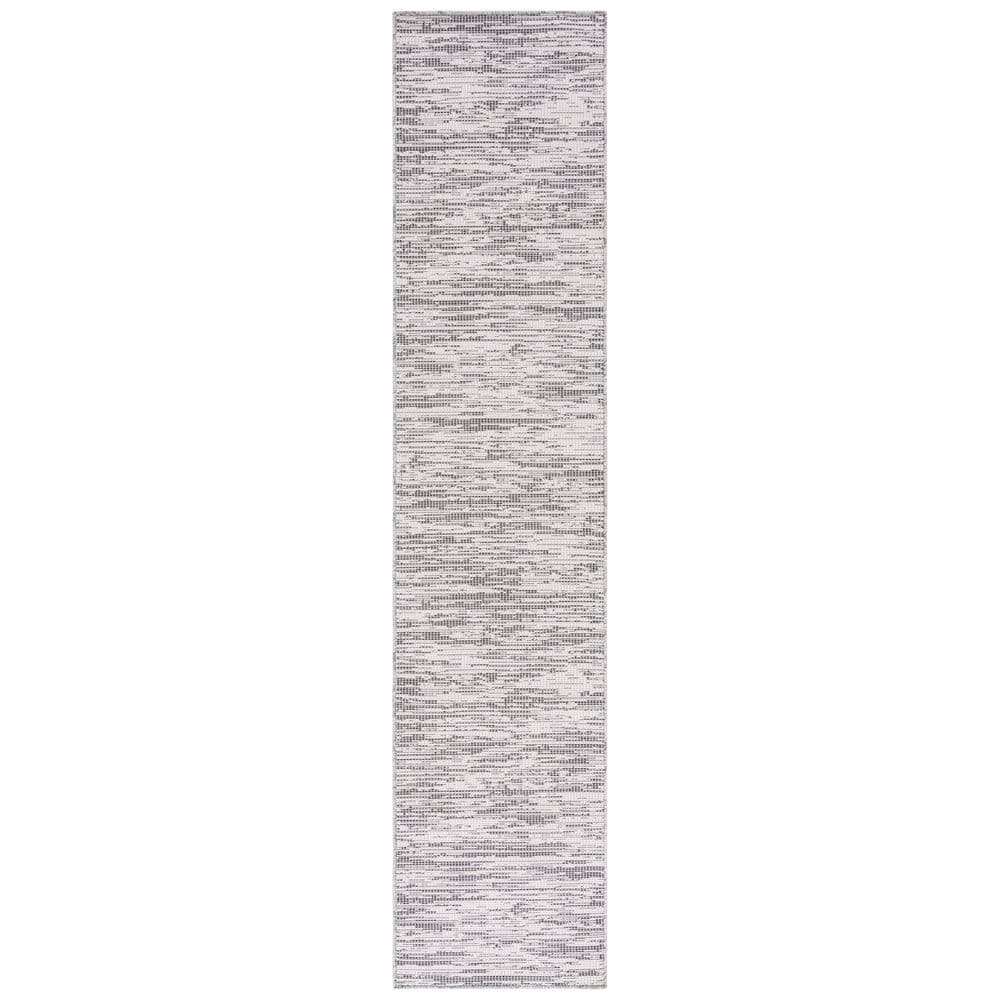 SAFAVIEH Hampton Black/Beige 2 ft. x 9 ft. Abstract Distressed Indoor/Outdoor Runner Rug HTN238Z ...