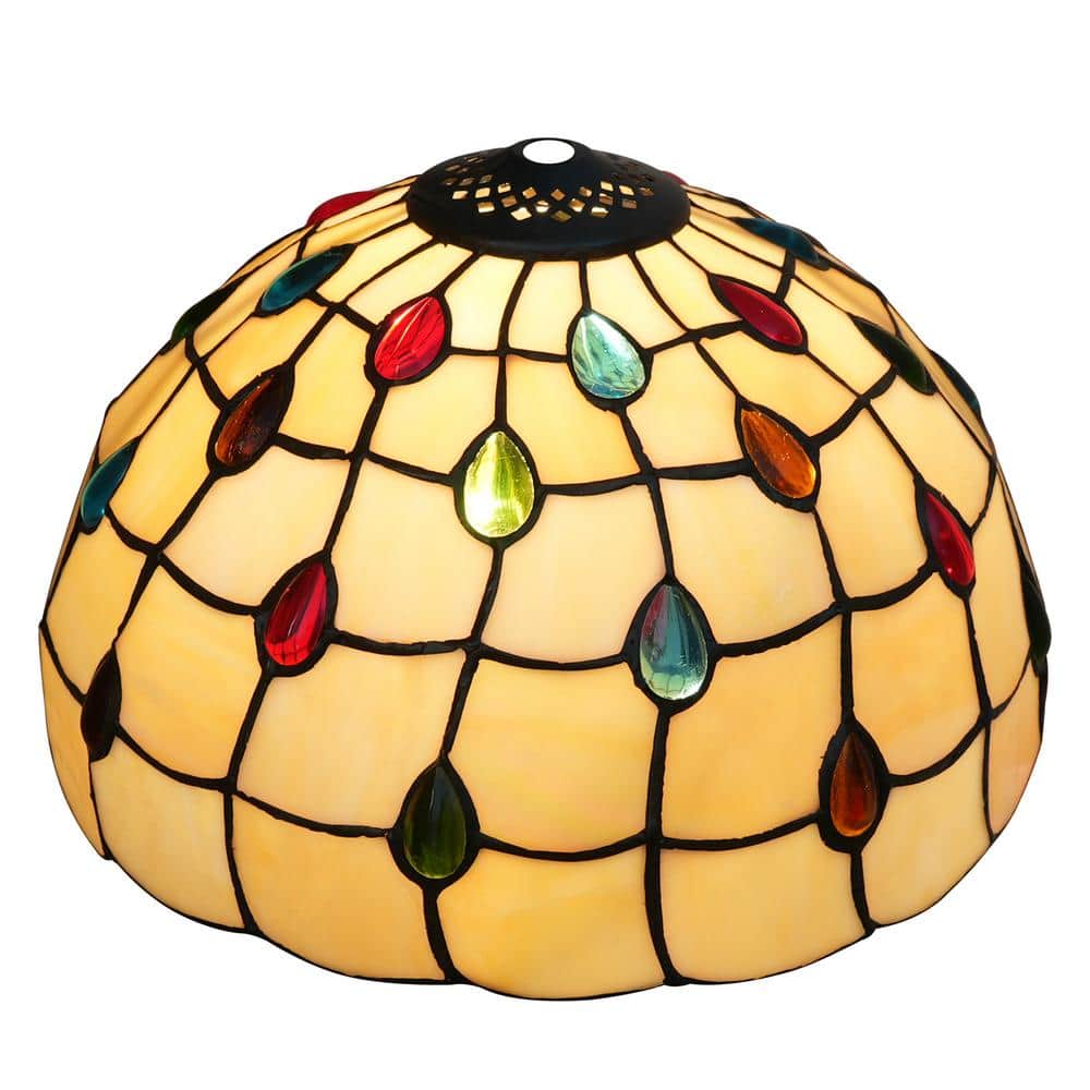 Lasaideal 12 in. Dia x 7 in. H Tiffany Style Stained Glass Dome Table ...