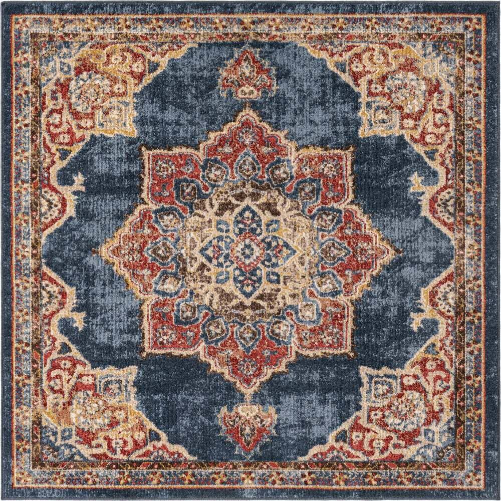 Unique Loom Utopia Helios Dark Blue 5' 0 x 5' 0 Area Rug 3153859 - The ...