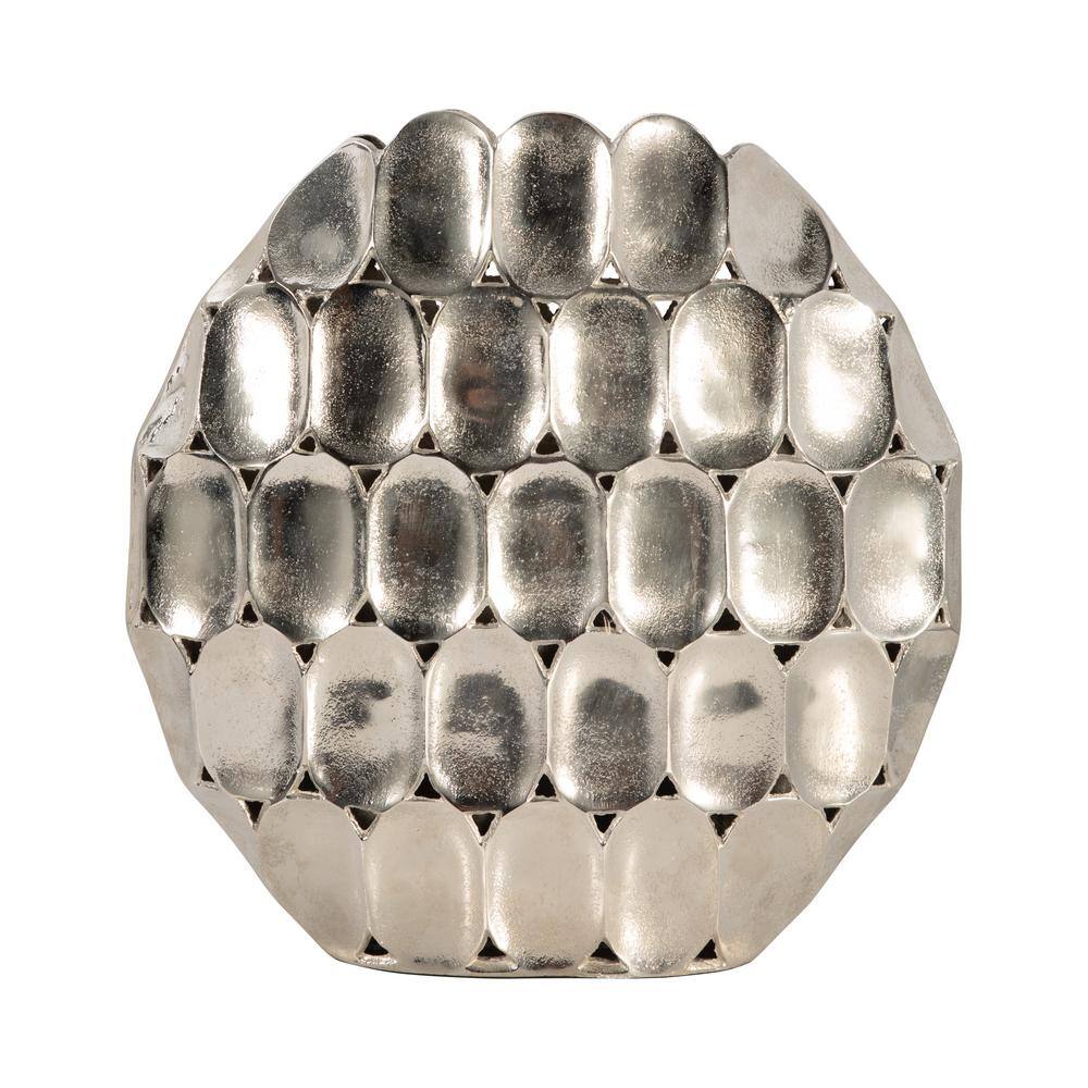 Liv & Skye 17 in. Silver Metal Round Decorative Vase 18777-02 - The ...